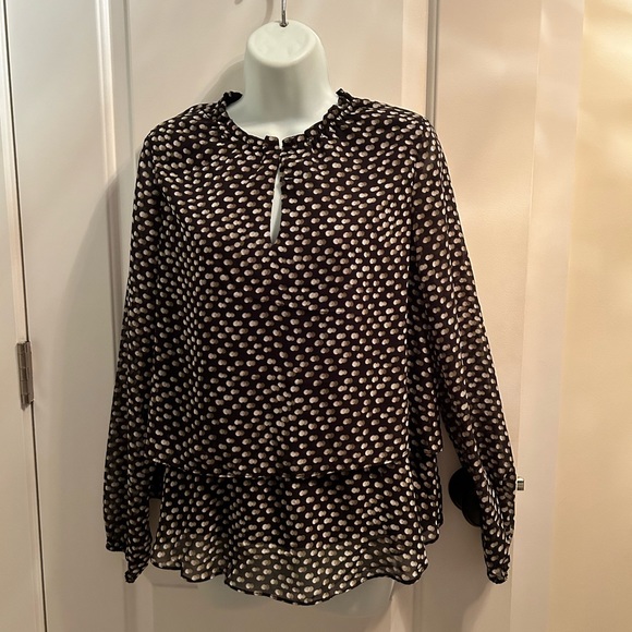 Nine West | Tops | Nine West Polka Dot Double Layered Chiffon Top ...